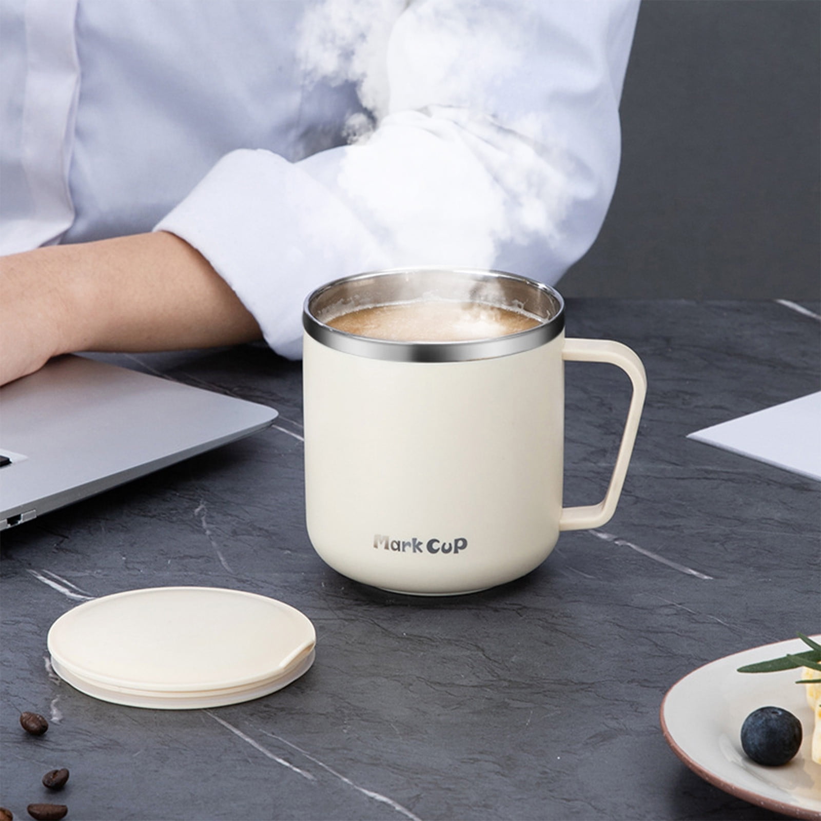 Click here for Cuyhtdup Stainless Steel Mug With Lid And Handle -... prices