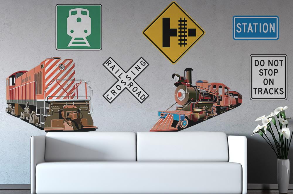 Red Train Wall Decal Sticker Set by Wallmonkeys Peel and Stick Graphics ...