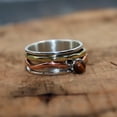 ELANZAA JEWELS- Tiger Eye Spinner Ring Two Tone Wide Band Hammered 925 ...