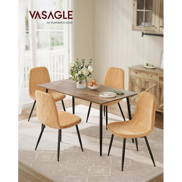 VASAGLE Dining Chairs, Set of 4 Dining Room Chairs, Metal Frame ...