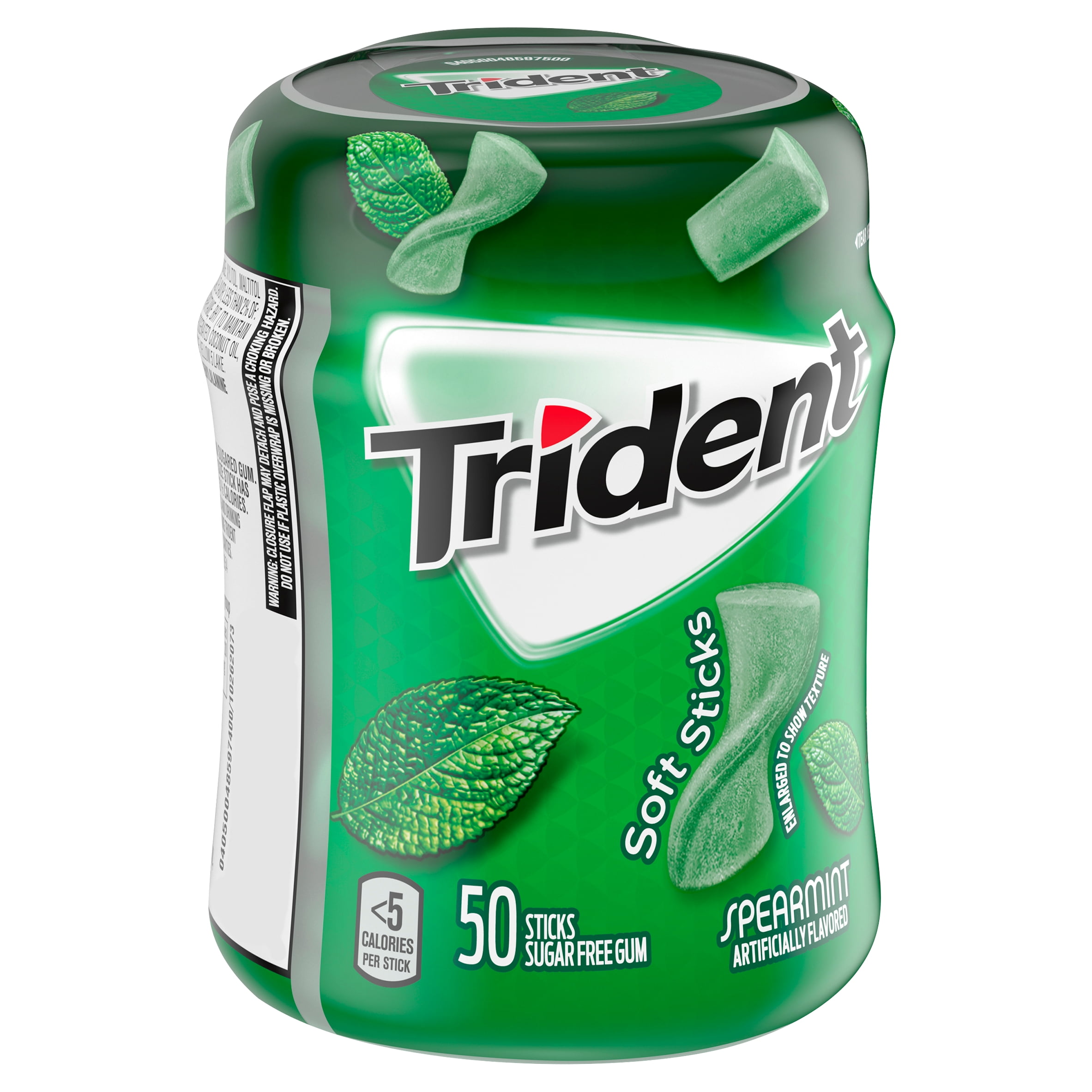 Trident Unwrapped Spearmint Sugar Free Gum, 50 Piece Bottle - Walmart ...