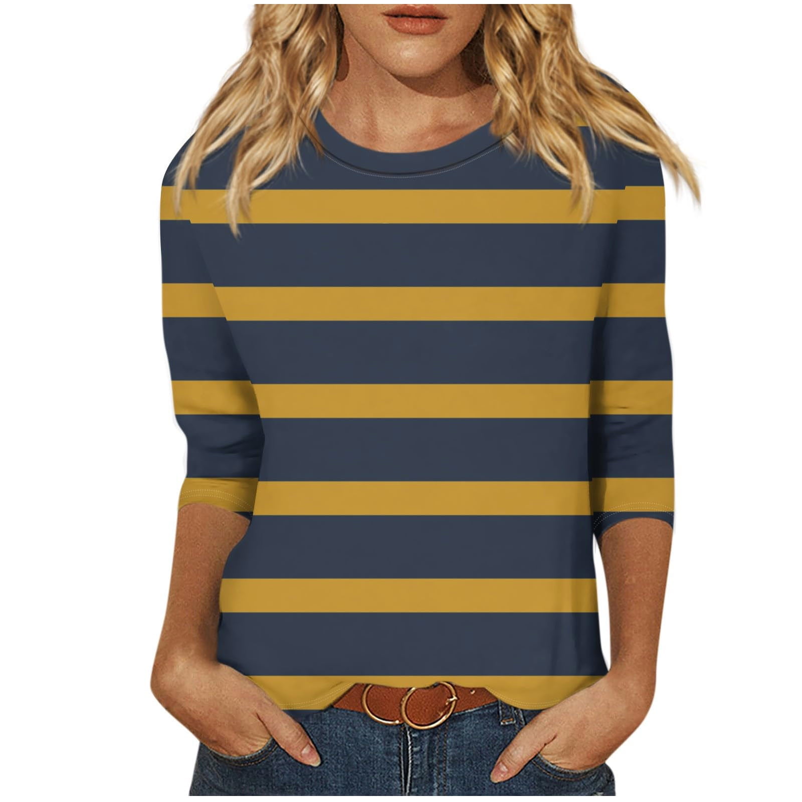 Click here for Cfhntfmh Womens Dressy Tops Loose Crewneck 3/4 Len... prices