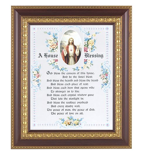 House Blessing Picture Framed Wall Art Decor Large, Dark Cherry with ...