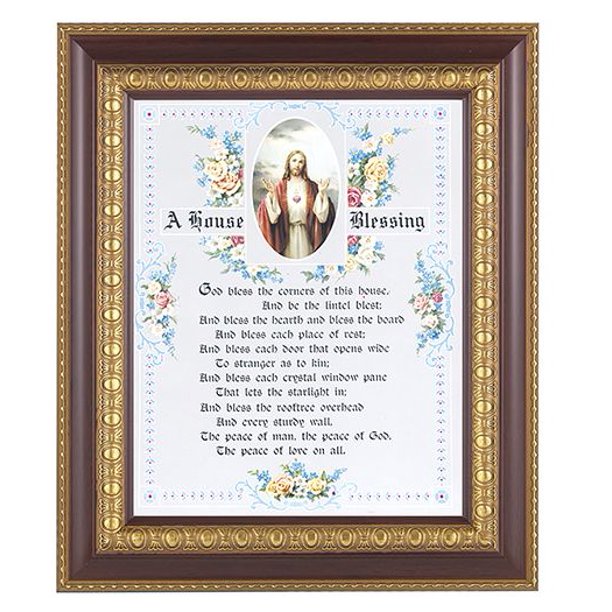 House Blessing Picture Framed Wall Art Decor Large, Dark Cherry with ...