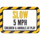 Slow 5 MPH Children And Animals At Play Sign - Walmart.com