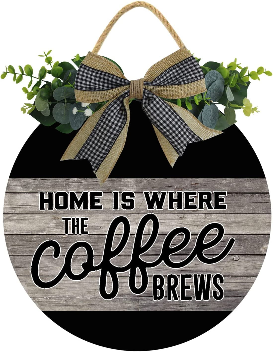 Eveokoki 11" Door Decor Sign,Rustic Hanging Home Is Where The Coffee ...