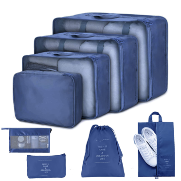 Set of 6 Packing Cubes, Travel Luggage Organizer - 3 Travel Cubes + 3 ...