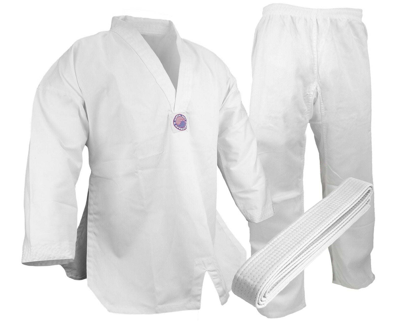 V-Neck Taekwondo 7.5 oz Gi Uniform White - Walmart.com