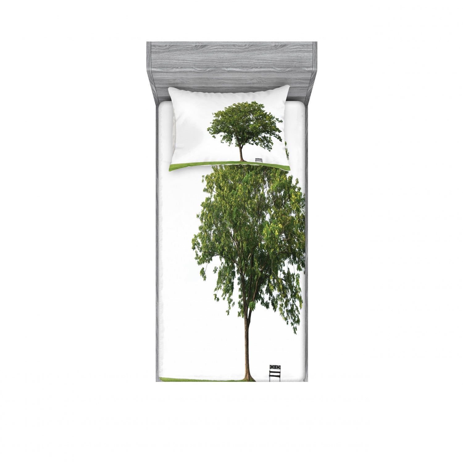 Tree Bedding Set with Sheet & Covers, Bench Under Majestic Tree Looks ...