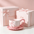 ACDANC Bow Coffee Mug Pink Coffee Mugs Set with Saucer 12 Oz ...