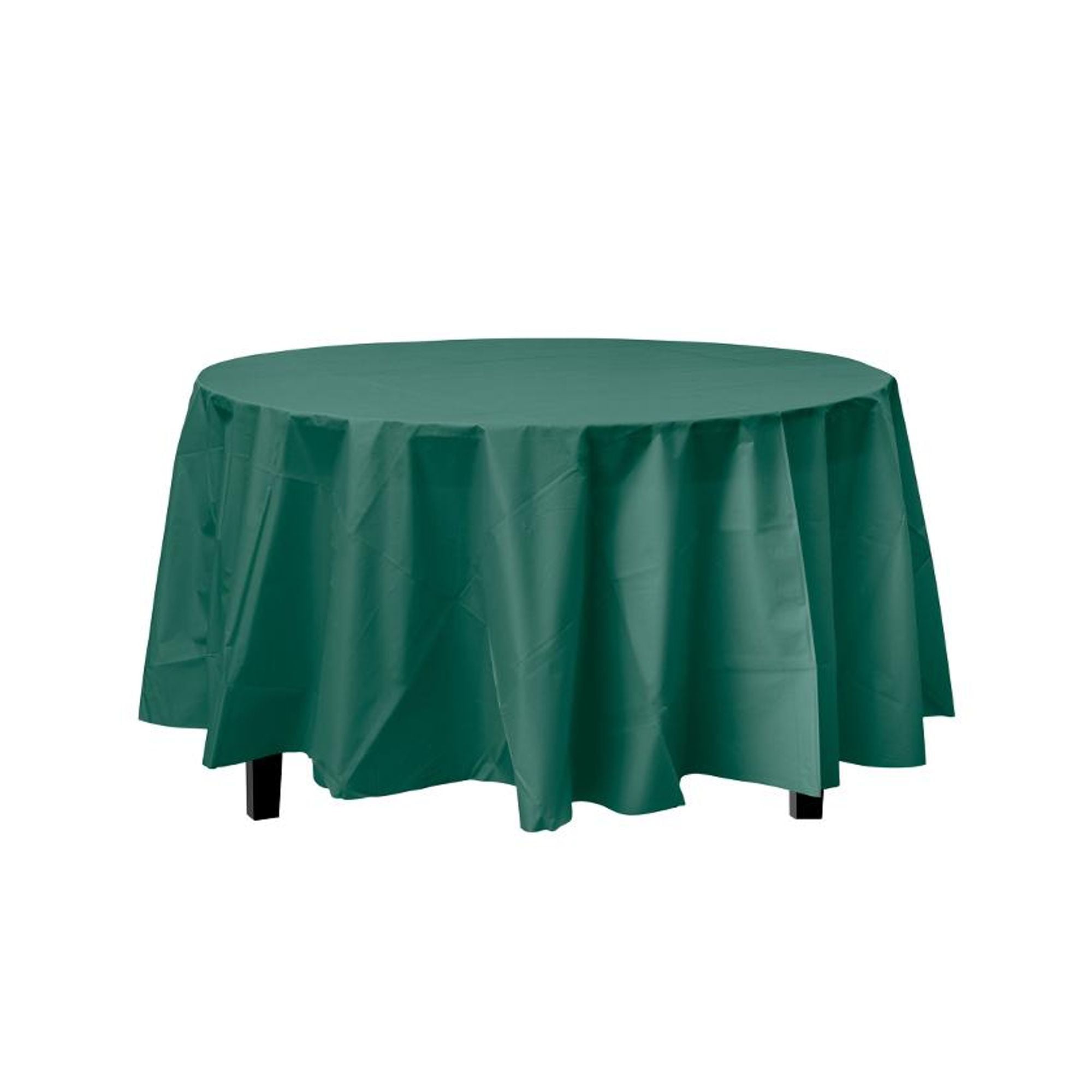 Dark Green Decorations | Round Dark Green Table Cloth | Round Plastic ...