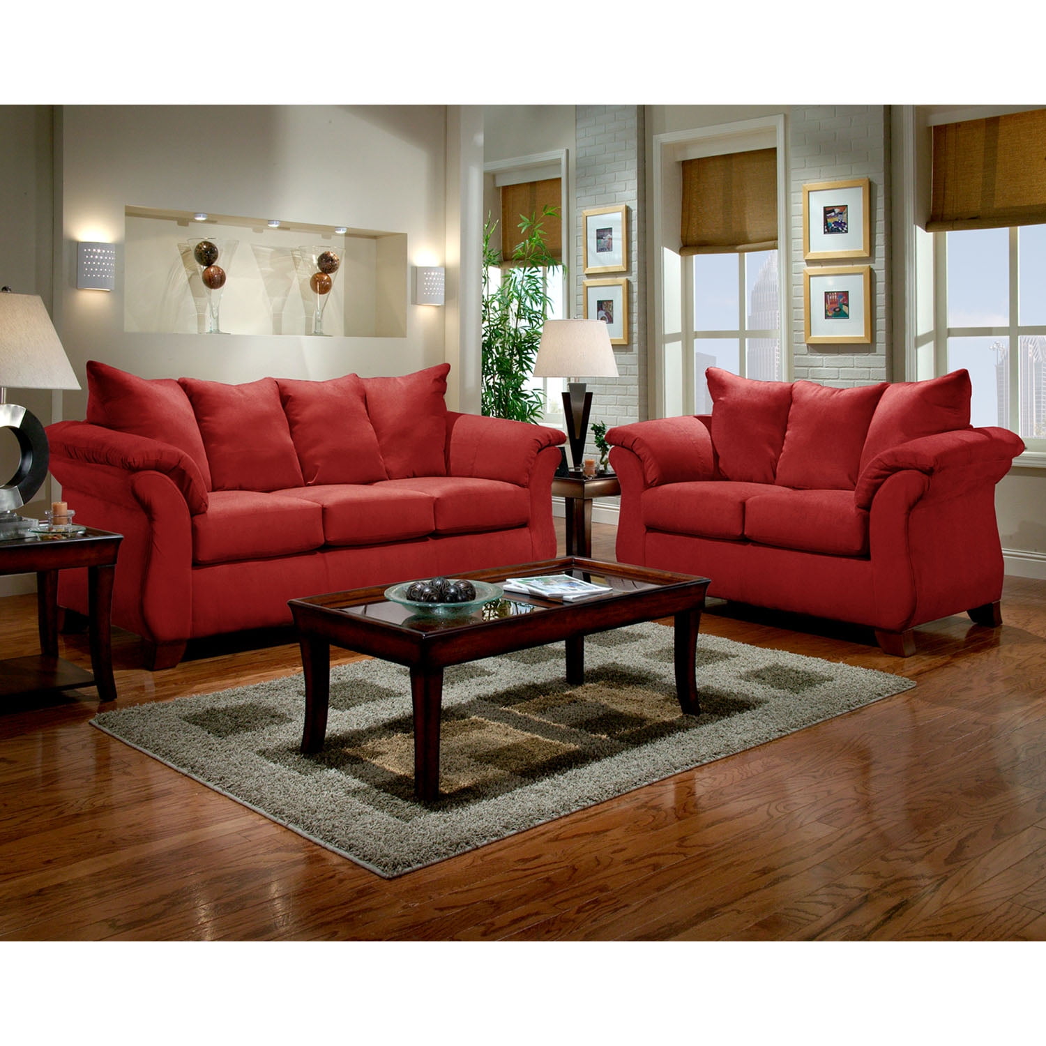 Cambridge Traditions 2-Piece Set: Sofa and Loveseat in Red Brick ...