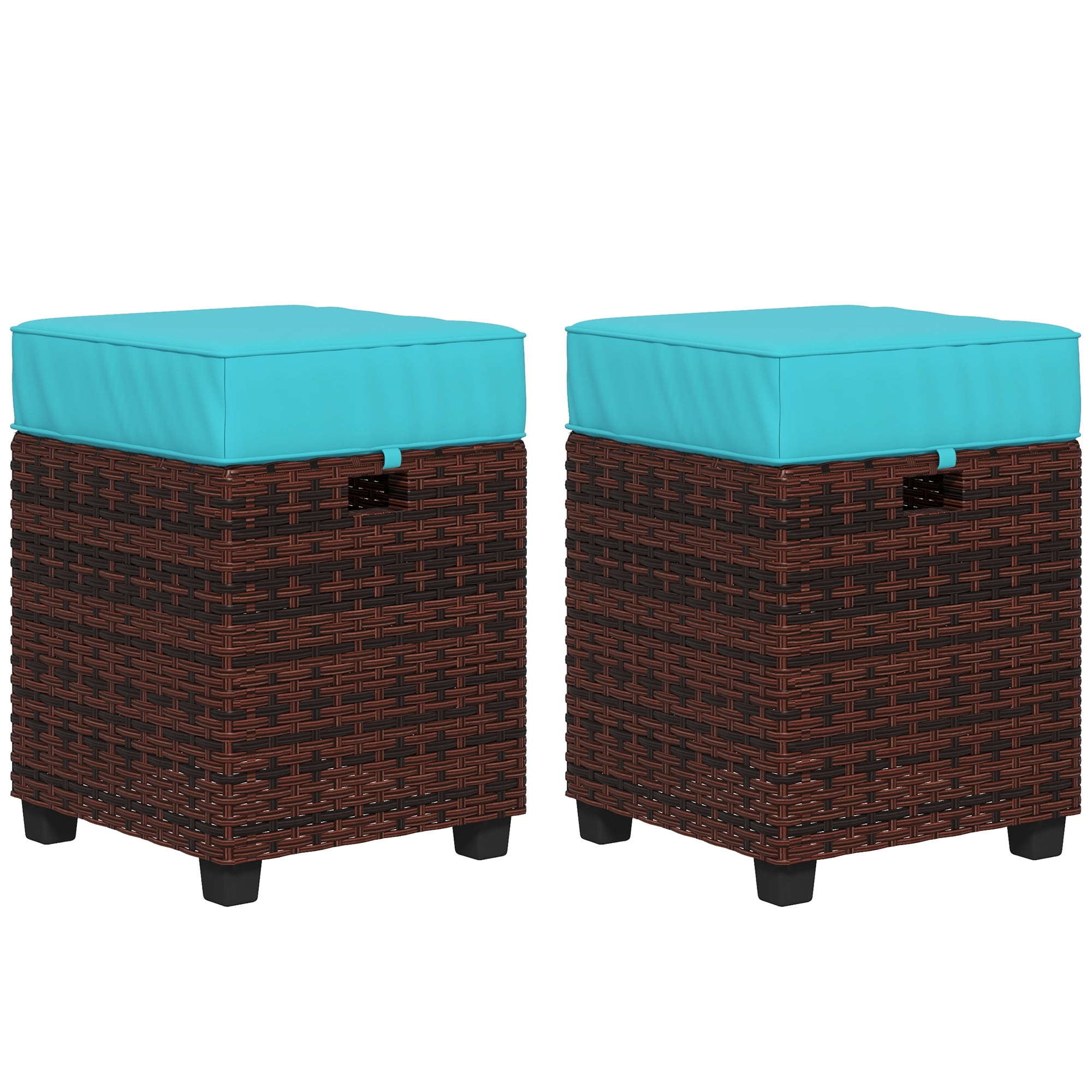 Click here for Outsunny 2 Pcs Patio Wicker Ottoman Set With Remov... prices