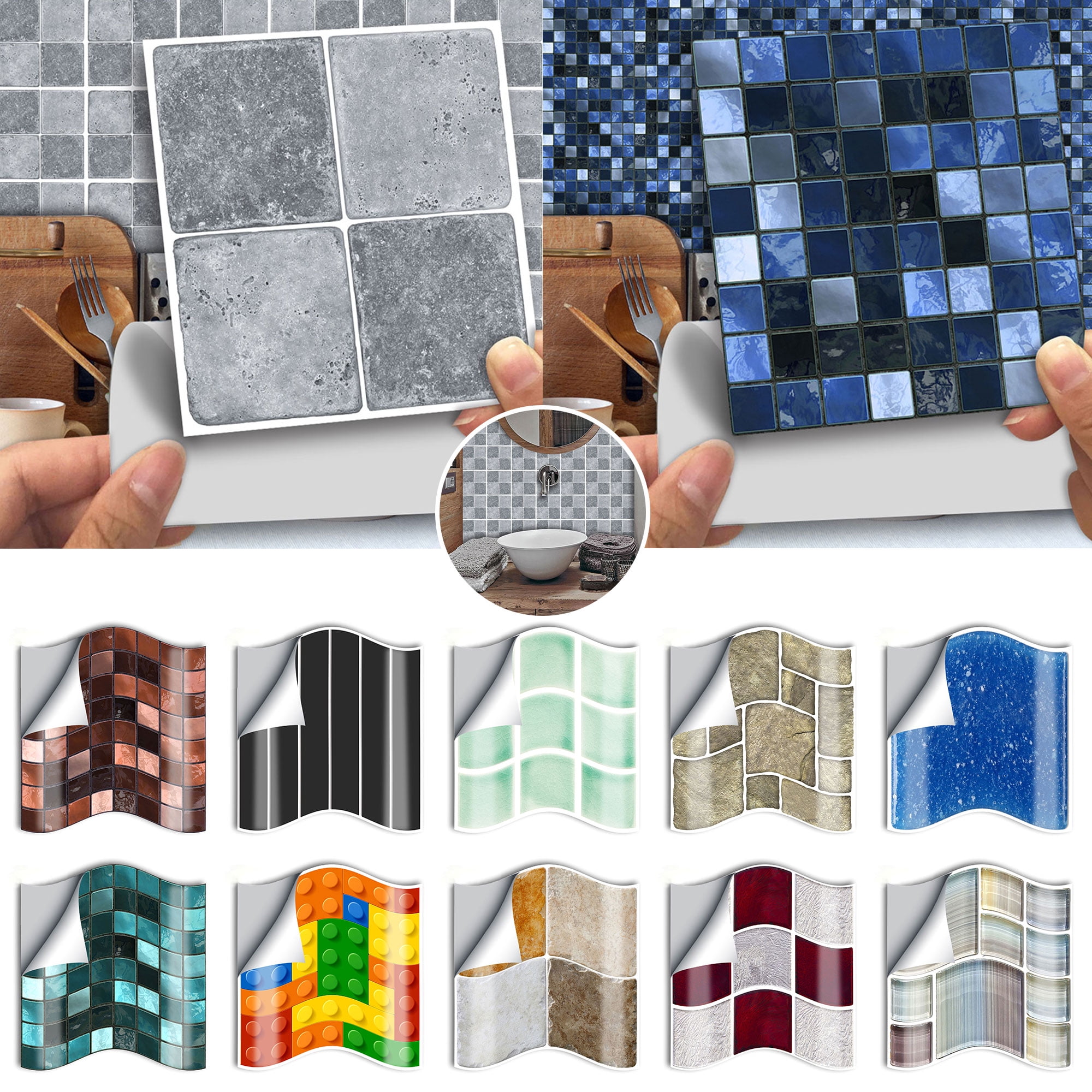 CVLIFE Stick and Peel Wallpaper Mosaic Wall Stickers Removable Self ...