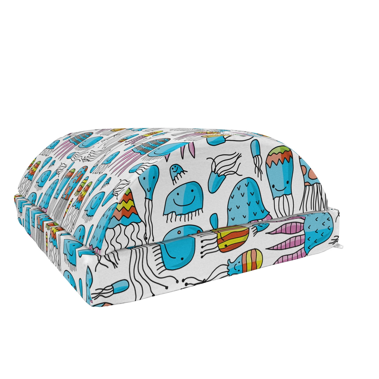 Aqua Jellyfish Foot Rest, Art Cartoon Style Smiling Funny Motifs Hand ...