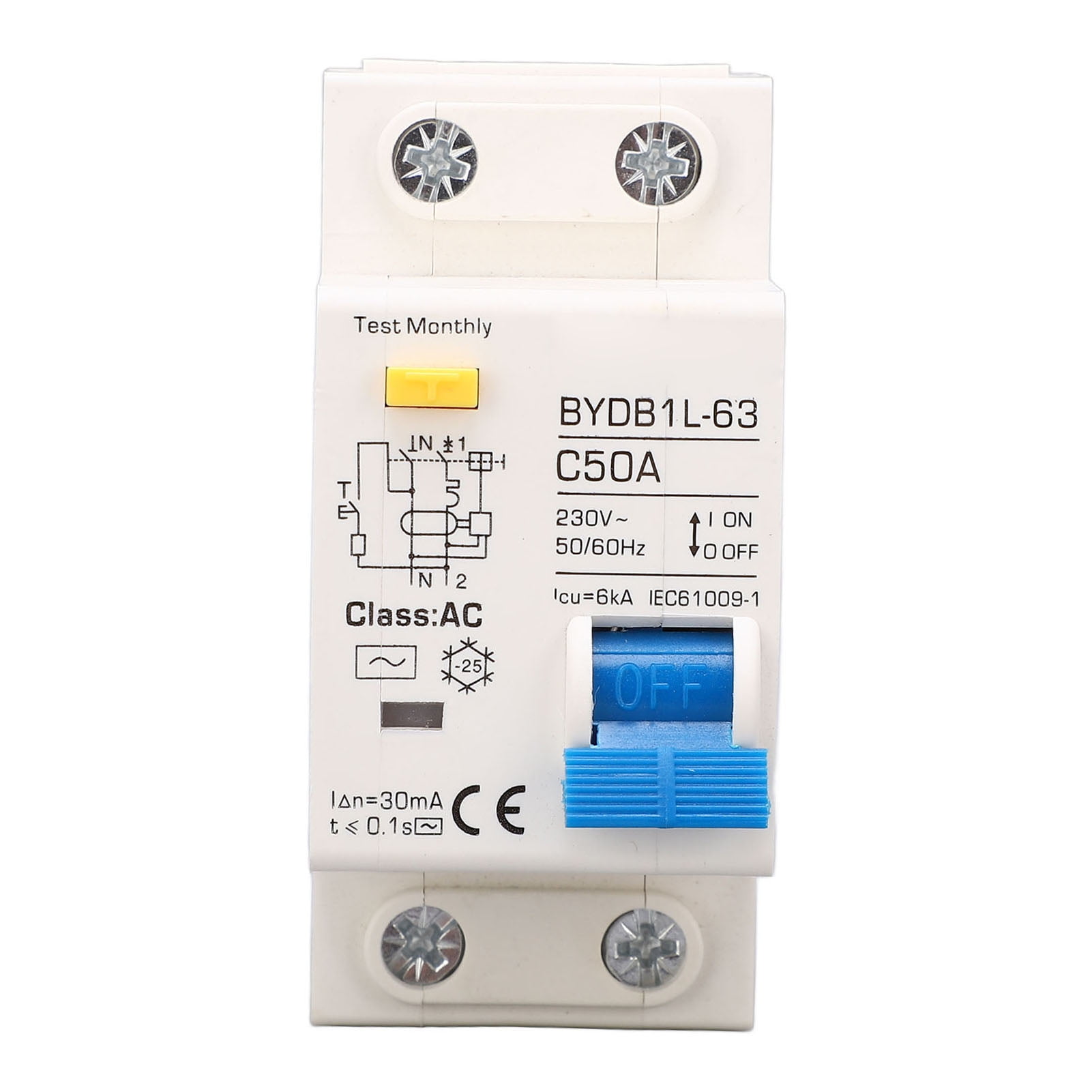 Disyuntor 1P+N 50A 230V AC MCB Interruptor de protección contra fugas ...