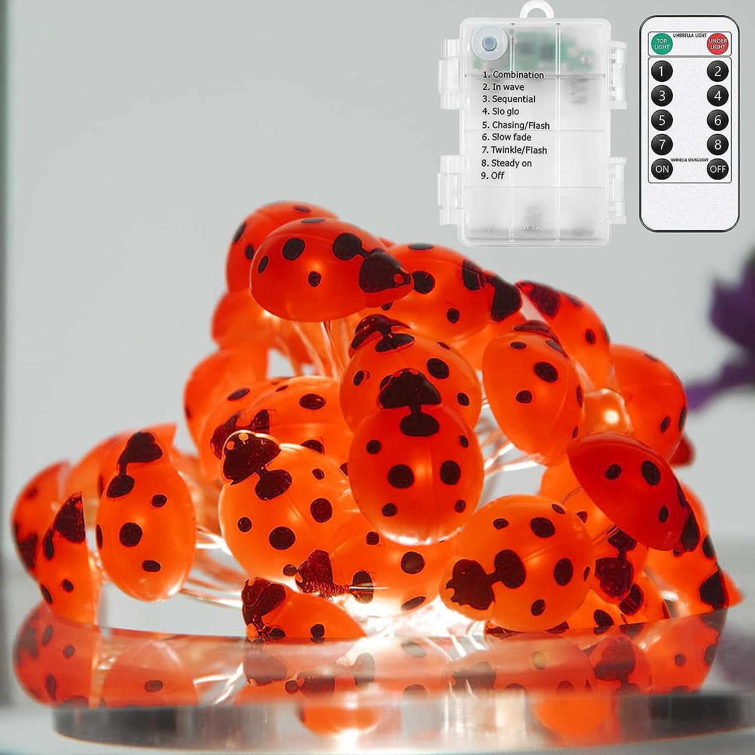 LINLIN Ladybird Fairy String Lights 10ft 30Led Ladybug String Lights ...