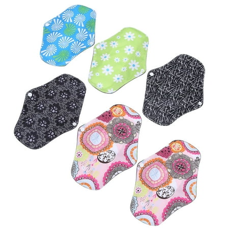 Peahefy Reusable Sanitary Pad,6pcs Bamboo Charcoal Washable Menstrual ...