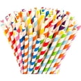 100 Pcs Stripes Disposable Paper Drinking Straws for Juice, Soda ...