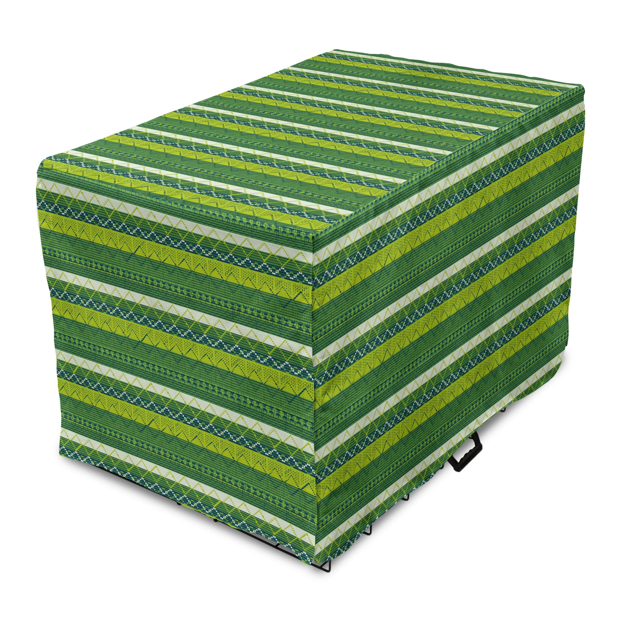 Aztec Dog Crate Cover, Greenish Colors Motifs Modernized Look of ...