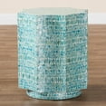 Baxton Studio Olesia Mosaic Bohemian End Table, Mother of Pearl, Blue ...