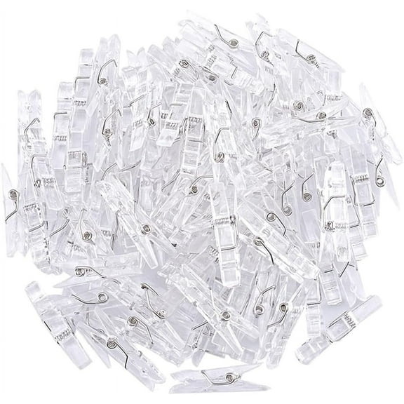 100 Pcs Transparent Picture Clips Photo Hanging Clips Mini Clothespins ...