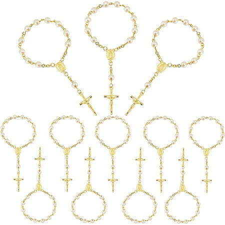 Lepai12 Pieces Mini Rosary Baptism Rosary Acrylic Rosary Beads Finger ...