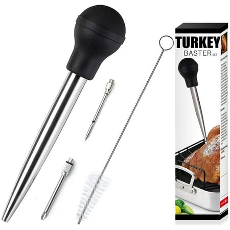 Stainless Steel Turkey Baster With Cleaning Brush - Food Grade Syringe ...