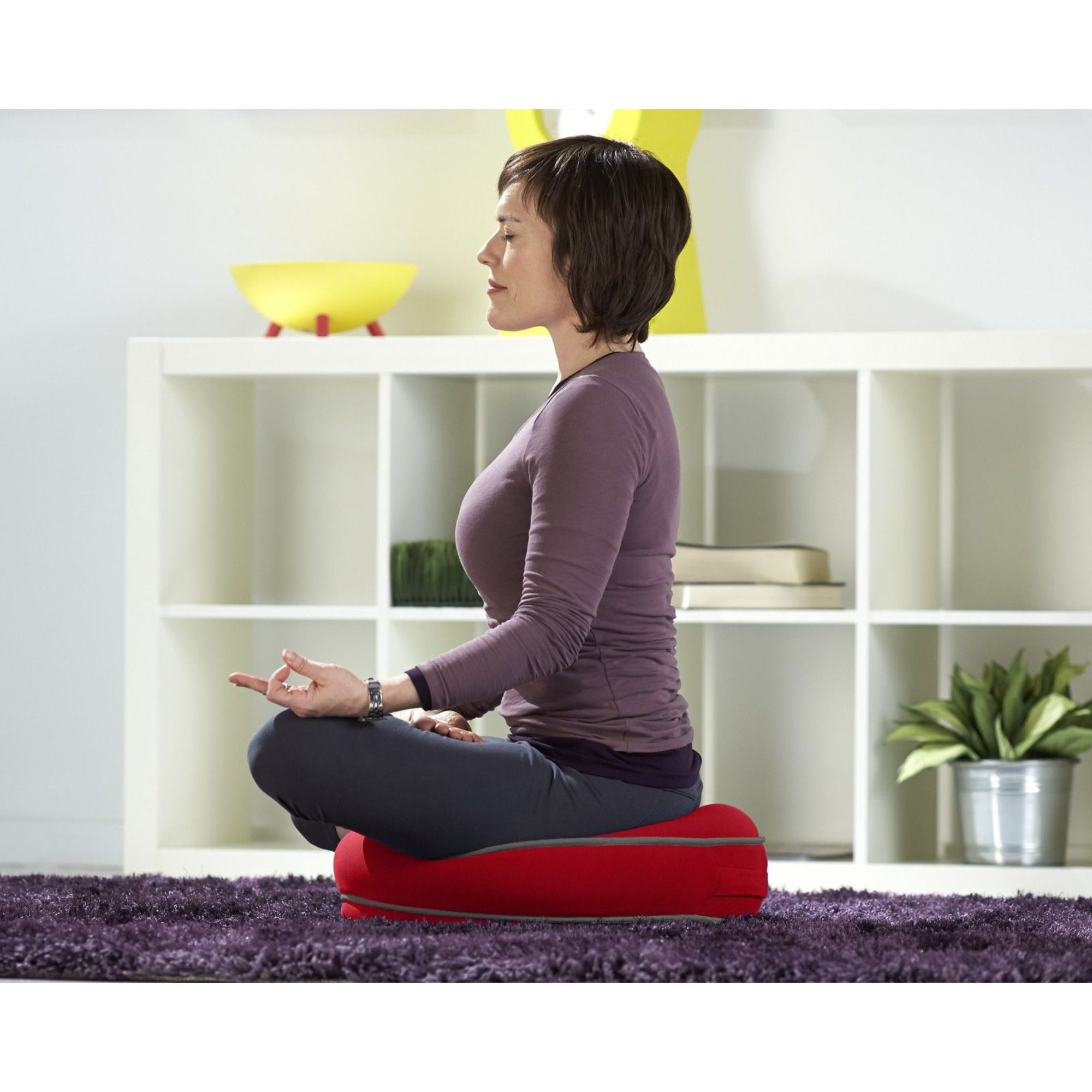 Set of 5 Red Round Yoga Cushion Pillow 7" x 18" - Walmart.com