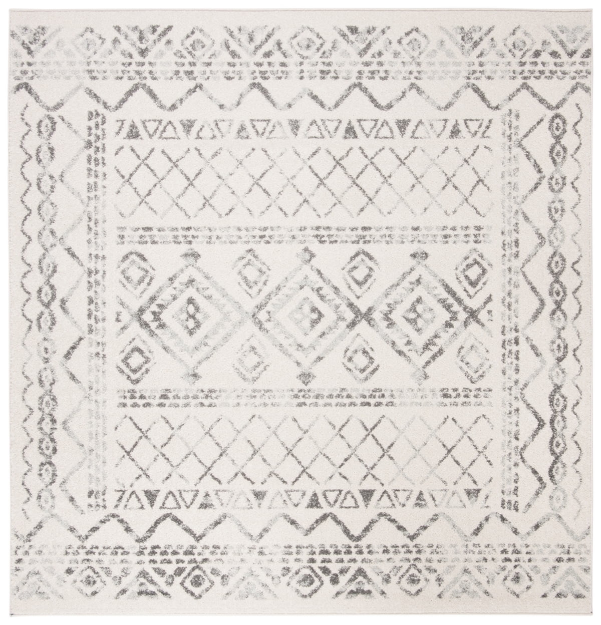 SAFAVIEH Tulum Ronald Distressed Area Rug, 11' x 11' Square, Ivory/Grey ...