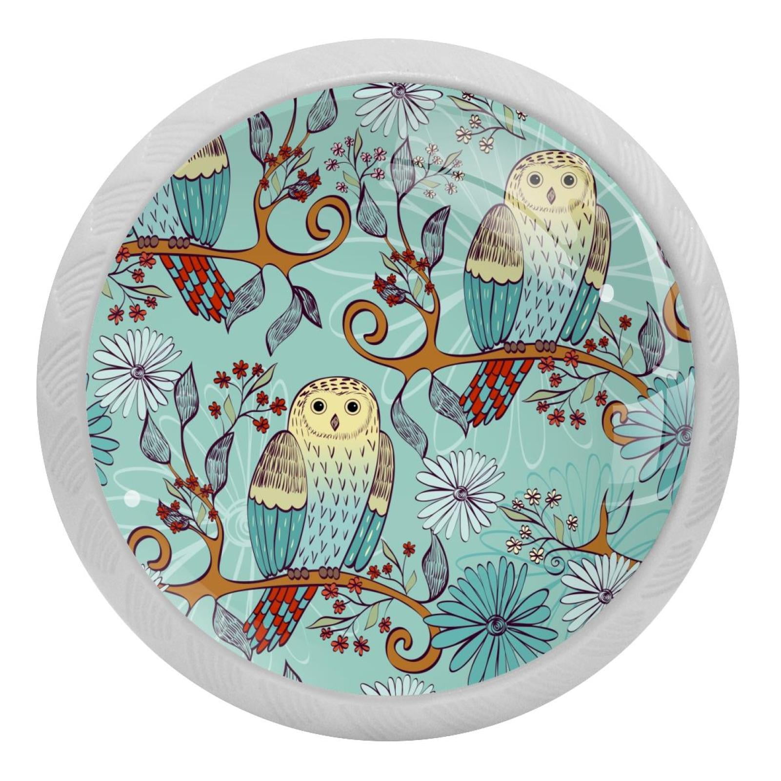 4PCS Round Owl Cabinet Fluorescence Knob Glowing in the Dark Furniture ...