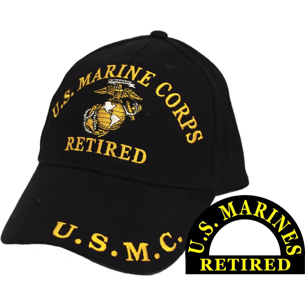 U.S. Marine Corps Retired U.S.M.C. Hat Cap Black - Walmart.com ...