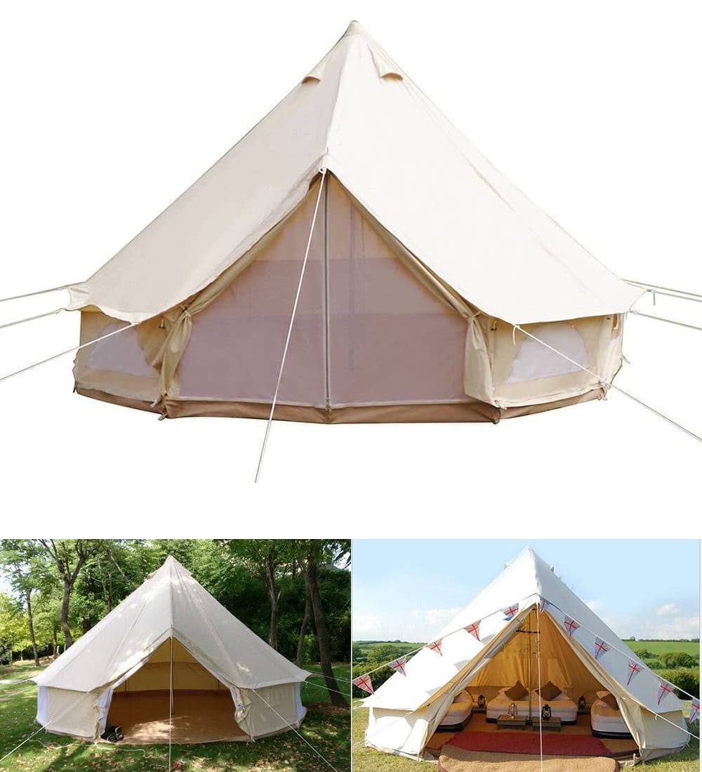 INTSUPERMAI Large Canvas Camping Bell Tent Oxford Family Hiking Tent ...