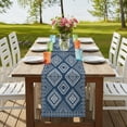 Blue Geometric Burlap Cotton Table Runner 13x120 Inches Long, Geometric ...