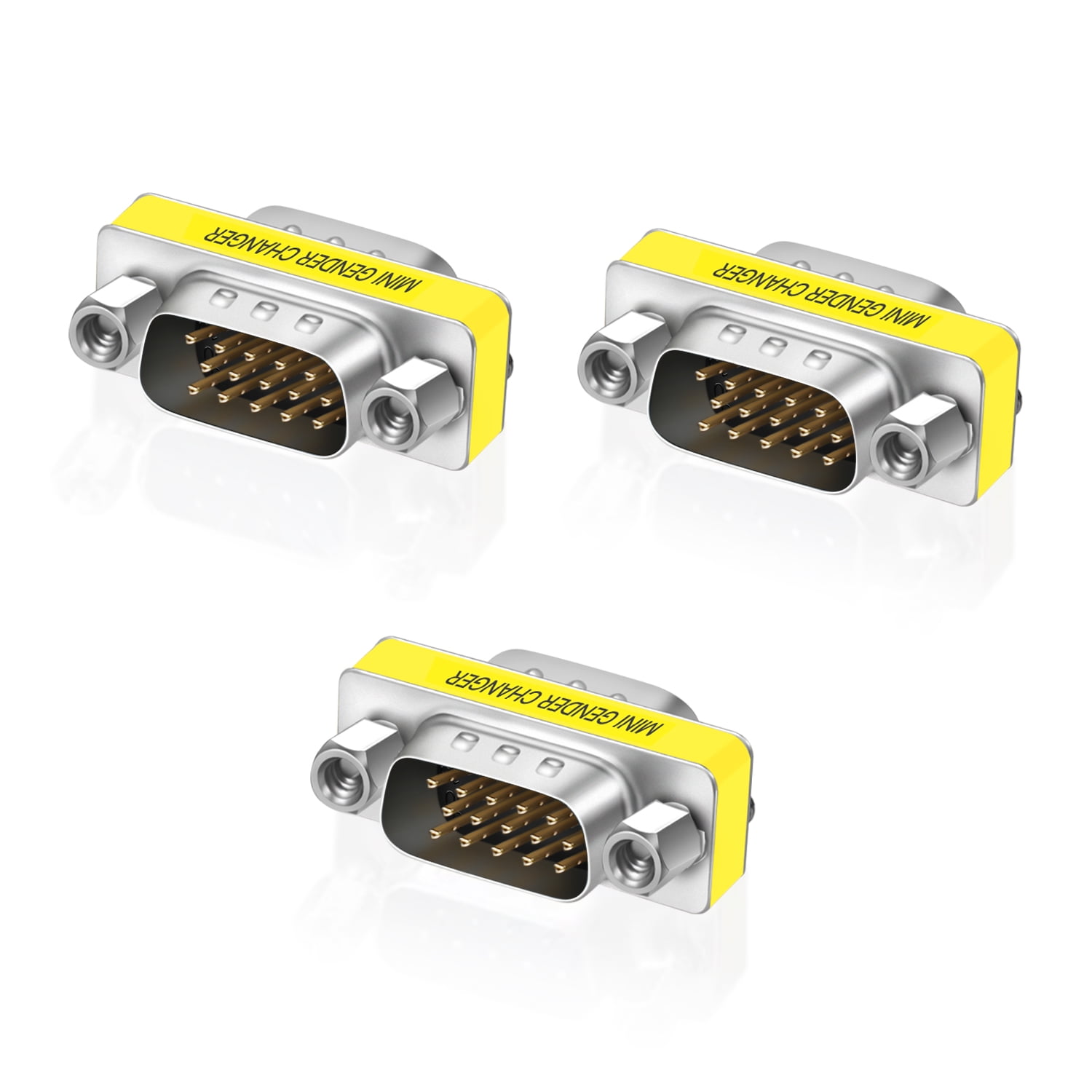 HD15 SVGA Connector, Set of 3, 15 Pin Gender Changer Super VGA Coupler ...