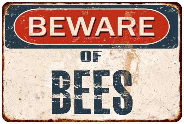 Beware of BEES Metal Sign Rusty Wall Decor 8x12 108120041046 - Walmart ...