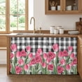 Cabinet Curtains for Shelves, Pink Tulip Flowers Under Sink Cabinet ...