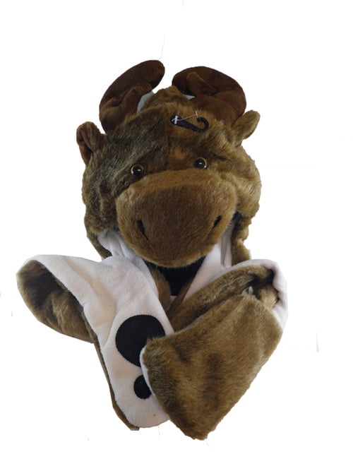 Plush Moose Animal Hat - Moose Hat with Ear Flaps and Hand Pockets ...