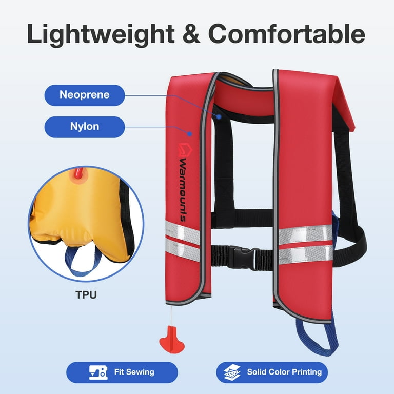 WARMOUNTS Automatic Inflatable Life Jacket w/ 5 Reflectors WARMOUNTS Automatic Inflatable Life Jacket w/ 5 Reflectors
