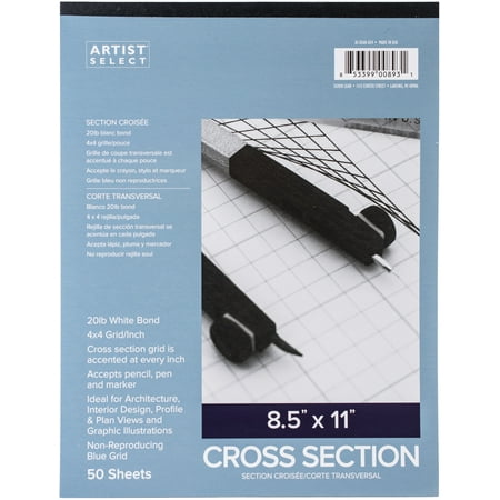Artist Select Cross Section Paper Pad 8.5"X11"-4"X4" Grid 50 Sheets ...