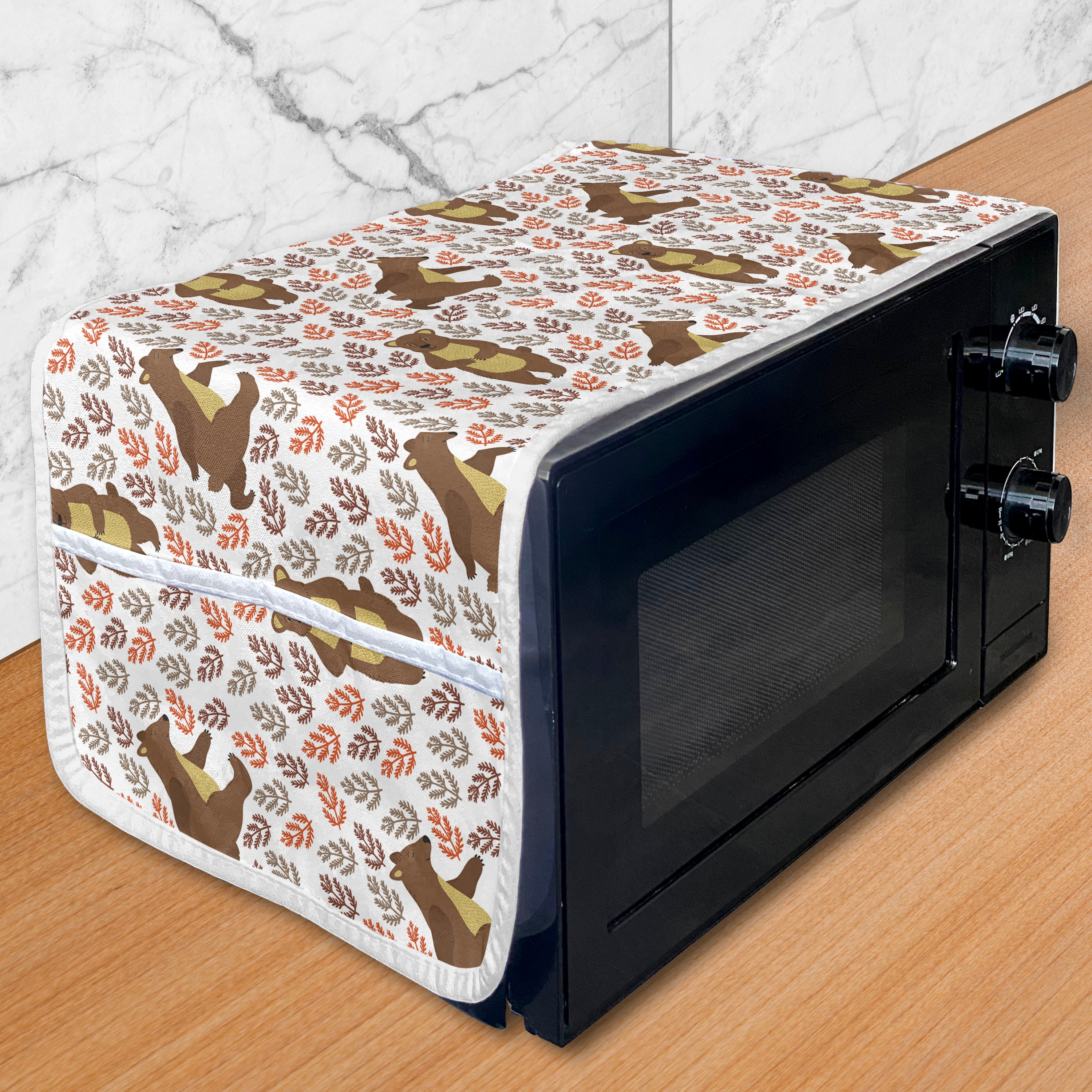 Bear Microwave Oven Cover, Repetitive Cartoon Forest Animal ...