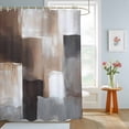 Bathroom Shower Curtain Abstract Brown Gray Color Block Waterproof ...