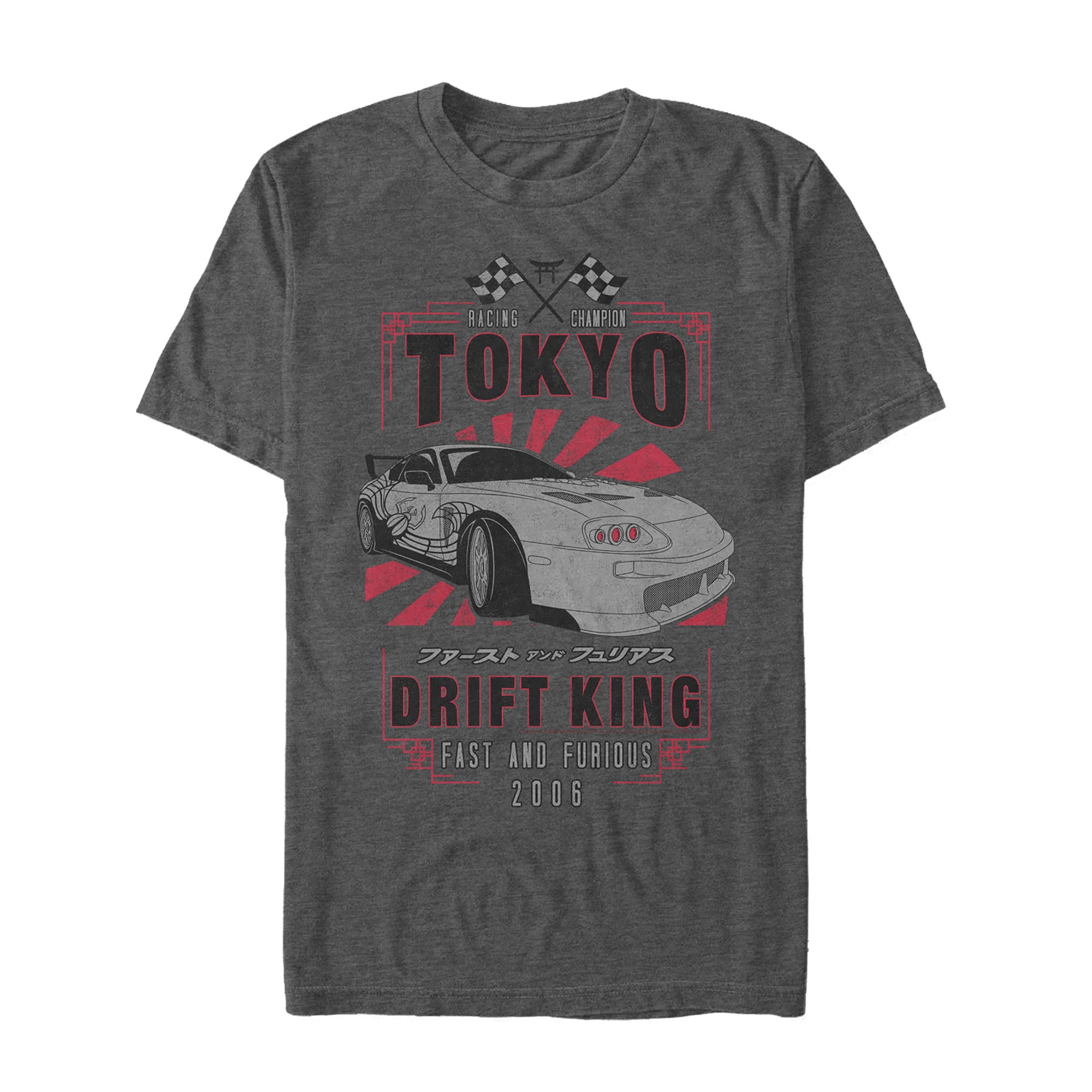 Buy Men's Fast & Furious Tokyo Drift King Graphic Tee Charcoal Heather ...