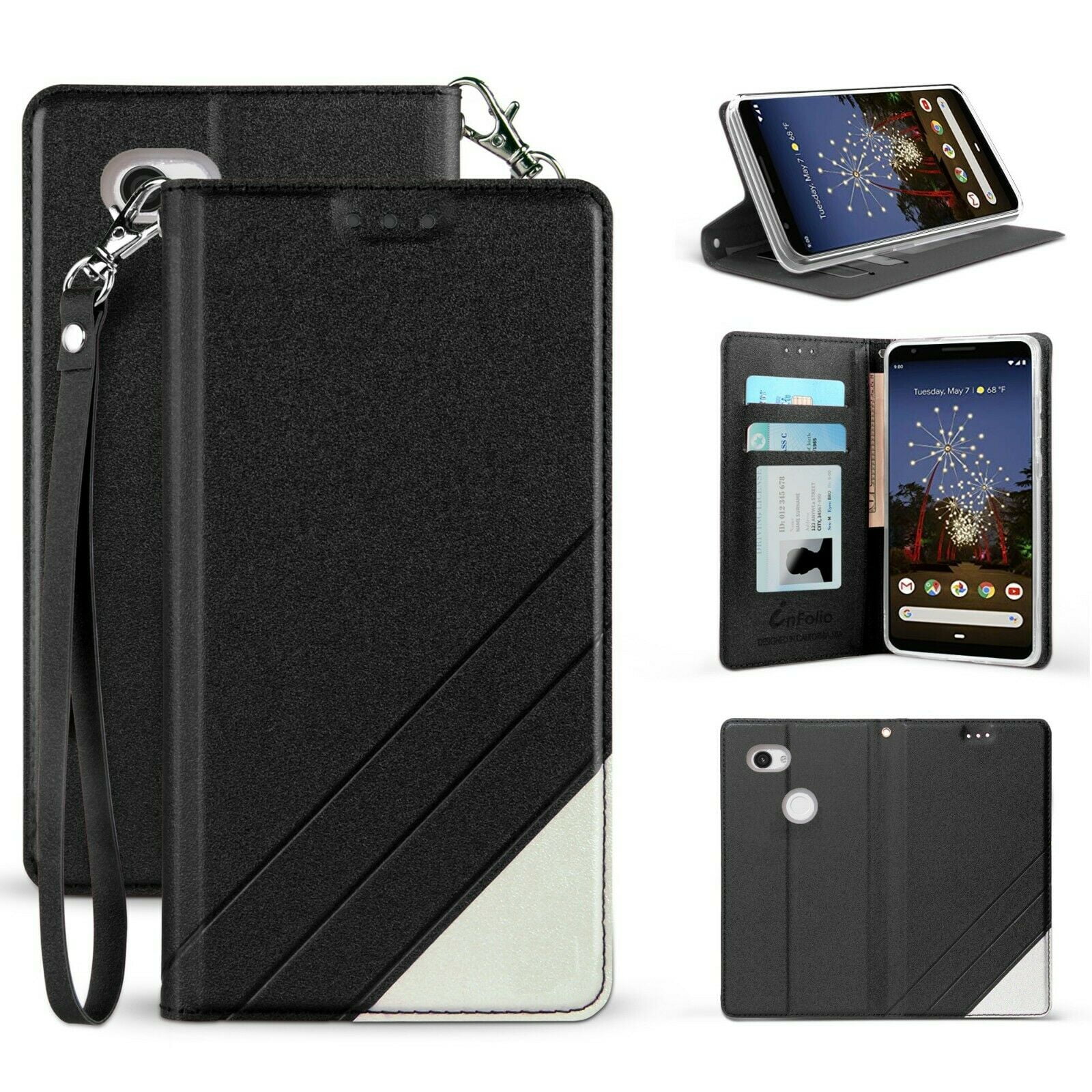 for Google Pixel 3A Case Phone Case Hybrid 2-Tone Wallet Kick stand ...
