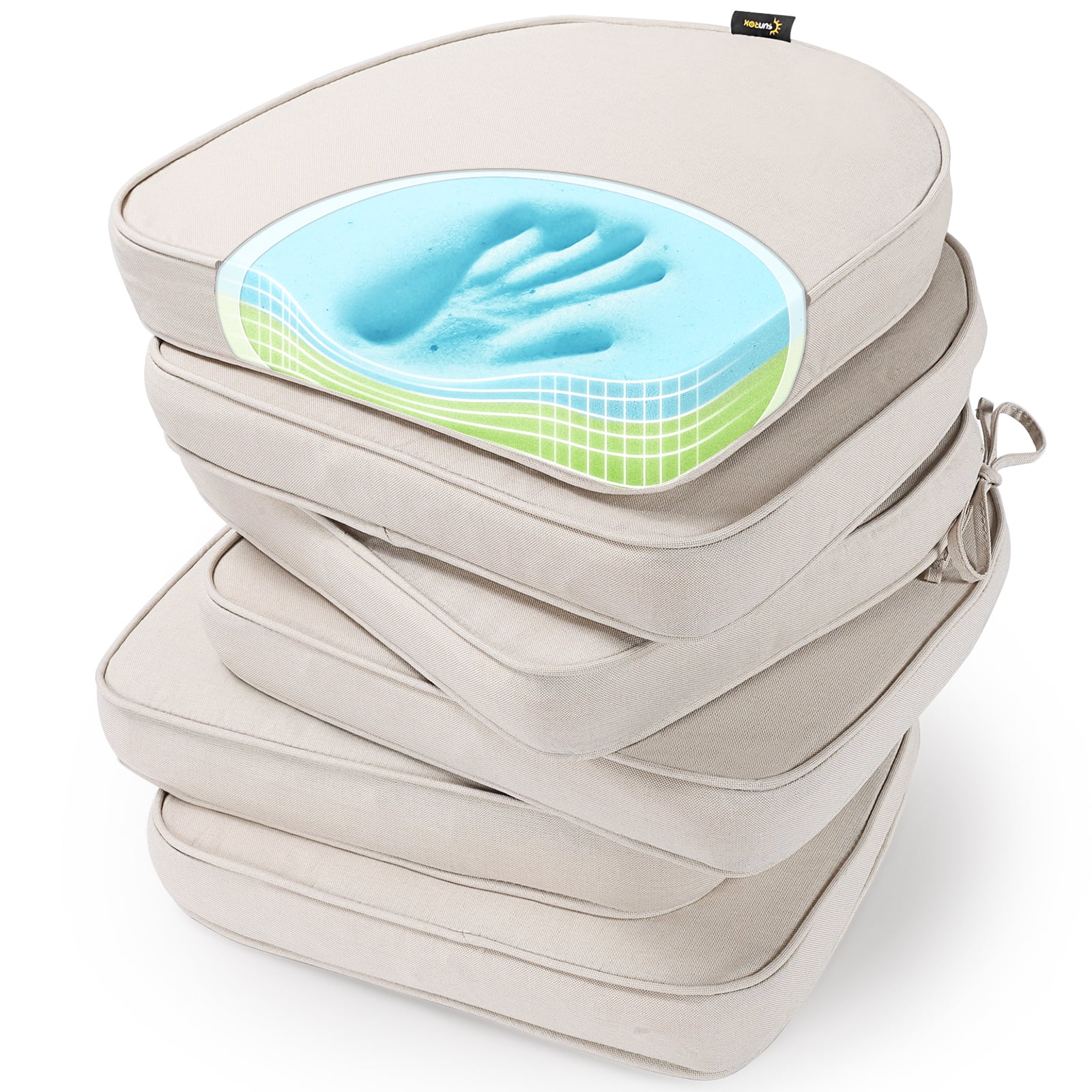 SUNROX Gel Memory Foam Chair Cushions, FadeShield Water-, Stain ...