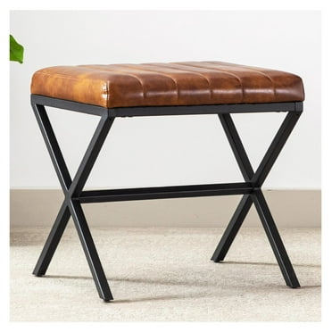 Zzistar 20" Vanity Stool, Wood Square Makeup Stool Upholstered Foot ...