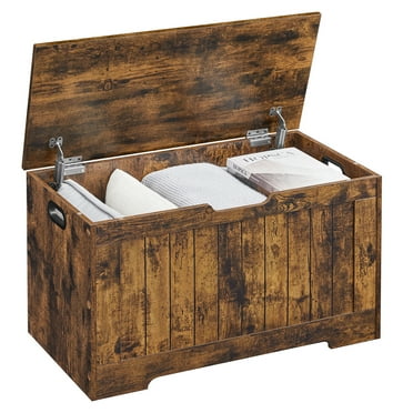 Household Essentials Large Weathered Wooden Storage Trunk with Metal ...