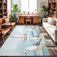 Beach Seagull Area Rugs 5x7ft Nautical Watercolor Ocean Bird Ship Sky ...