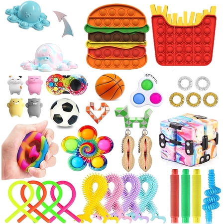 35Pcs Fidget Packs Anti-Anxiety Tools, Sensory Fidget Block Set Stress ...