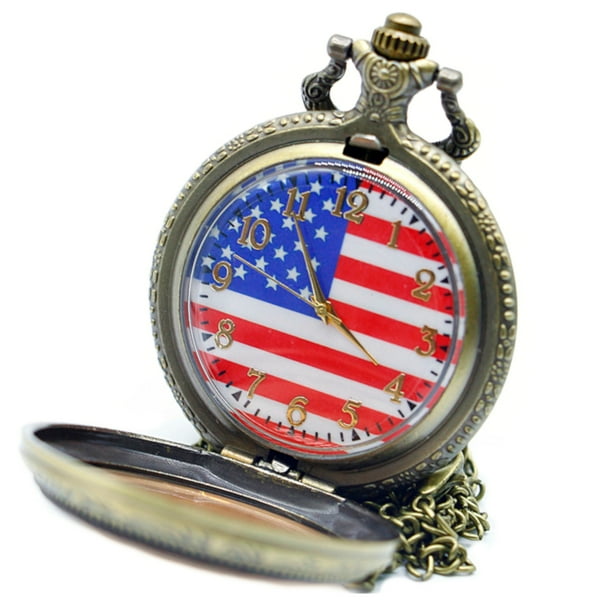 Rowena J - American Flag Pocket Watch Anti-Tarnish Flag watch, WP-45 ...
